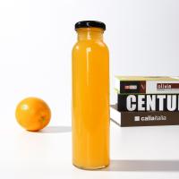China Round 12oz 350ml Orange Juice Glass Bottle With Metal Lid for sale