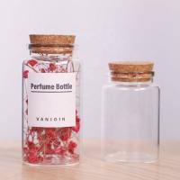 China 150ml 200ml Saffron Spice Glass Storage Bottle With Wooden Cork Cap for sale
