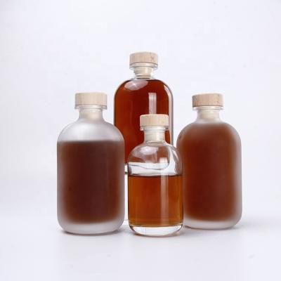 China 100ml 500ml Frost Clear Gin Wine Glass Bottles With Wooden Cork for sale