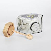 China 250ml 500ml Flat Hexagon Glass Jars Clear With Bamboo Lid for sale