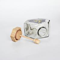 China 250ml 500ml Flat Hexagon Glass Jars Clear With Bamboo Lid for sale