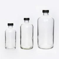 China Black Lid 8oz 16oz 32oz Empty Glass Wine Bottles For Drinking for sale