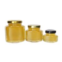China Wide Mouth 250ml Hexagonal Glass Honey Jars With Screw Lid for sale