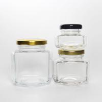 China Wide Mouth 250ml Hexagonal Glass Honey Jars With Screw Lid for sale