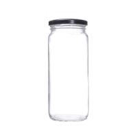 China 500ml 16oz Glass Drink Bottles Round Empty Packaging Juice Bottles for sale