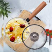 China Kitchen Cookware Borosilicate Glass Pot With Wood Handle for sale