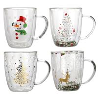 China 375ml Personalized Glass Cup High Borosilicate Double Wall Glass Coffee Cup for sale