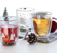 China 375ml Personalized Glass Cup High Borosilicate Double Wall Glass Coffee Cup for sale