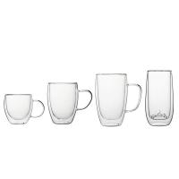 China 180ml Heat Insulated Personalized Glass Cup Heart Shape Double Wall Glass Cup for sale