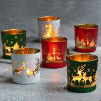 China Customized Frosted Glass Candle Holder For Christmas for sale