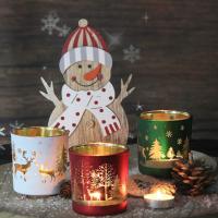 China Customized Frosted Glass Candle Holder For Christmas for sale