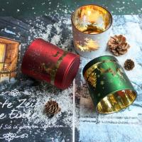 China Customized Frosted Glass Candle Holder For Christmas for sale