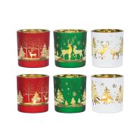 China Customized Frosted Glass Candle Holder For Christmas for sale