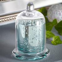 China Bell Shaped Scented Candle Holder Christmas Silver Glass Dome Jars for sale