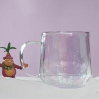 China Pink Borosilicate Double Wall Personalized Glass Cup Castle Shape 300ml for sale