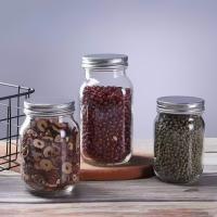 China 750ml 1000ml Round Glass Storage Jar With Airtight Lids for sale