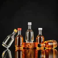 China Liquor Vodka Wine Glass Bottles 50ml Aluminum Lids Empty Whisky Bottle for sale