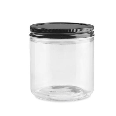 China Clear Mini Cookie Glass Canister Jar With Black Airtight Lids for sale
