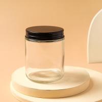 China Clear Mini Cookie Glass Canister Jar With Black Airtight Lids for sale