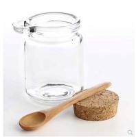 China 250ml Glass Storage Jars Mini Glass Sugar Jar With Wooden Cork Lid for sale