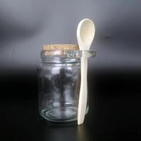 China 250ml Glass Storage Jars Mini Glass Sugar Jar With Wooden Cork Lid for sale