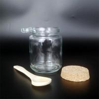 China 250ml Glass Storage Jars Mini Glass Sugar Jar With Wooden Cork Lid for sale