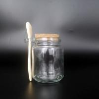 China 250ml Glass Storage Jars Mini Glass Sugar Jar With Wooden Cork Lid for sale