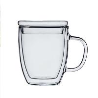 China 350ml Personalized Glass Cup Double Wall Glass Tea Cup Cadmium Free for sale