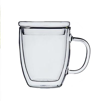 China 350ml Personalized Glass Cup Double Wall Glass Tea Cup Cadmium Free for sale