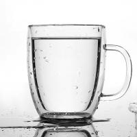 China 350ml Personalized Glass Cup Double Wall Glass Tea Cup Cadmium Free for sale