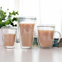 China 350ml Personalized Glass Cup Double Wall Glass Tea Cup Cadmium Free for sale