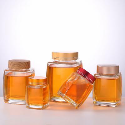 China Empty Square Glass Honey Packaging Jars 360ml 750ml Clear for sale