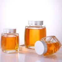 China Empty Square Glass Honey Packaging Jars 360ml 750ml Clear for sale