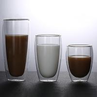 China 450ml 650ml Double Wall Glass Coffee Cup Customized Logo for sale