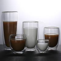 China 450ml 650ml Double Wall Glass Coffee Cup Customized Logo for sale
