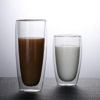 China 450ml 650ml Double Wall Glass Coffee Cup Customized Logo for sale