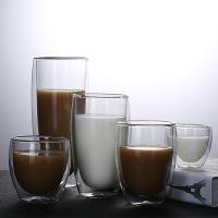 China 450ml 650ml Double Wall Glass Coffee Cup Customized Logo for sale