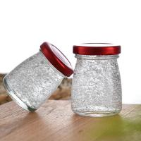 China 50ml 75ml Luxury Glass Honey Jars Clear Round Pudding Glass Jar for sale