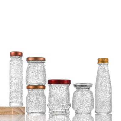 China Empty Lotus Shaped Glass Honey Jars Eco Friendly With Screw Lid for sale