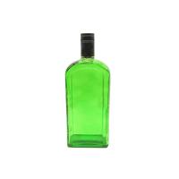 China 750ml Luxury Green Flat Empty Glass Wine Bottles With Screw Lid for sale