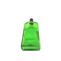 China 750ml Luxury Green Flat Empty Glass Wine Bottles With Screw Lid for sale
