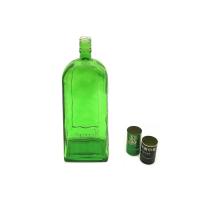 China 750ml Luxury Green Flat Empty Glass Wine Bottles With Screw Lid for sale