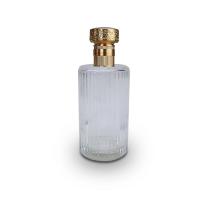 China Embossed Electroplated Glass Whiskey Bottle 15cm Height for sale