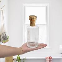 China Embossed Electroplated Glass Whiskey Bottle 15cm Height for sale