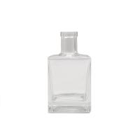 China 500ml Square Clear Glass Wine Bottles Glass Liquor Bottle With Cork Anti Skid for sale