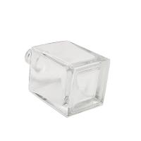 China 500ml Square Clear Glass Wine Bottles Glass Liquor Bottle With Cork Anti Skid for sale