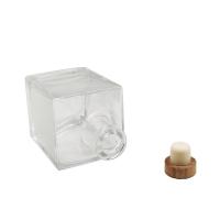 China 500ml Square Clear Glass Wine Bottles Glass Liquor Bottle With Cork Anti Skid for sale