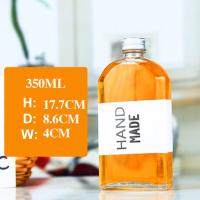 China Flat Square Glass Beverage Bottles 100ml 350ml With Silk Screen Printing for sale