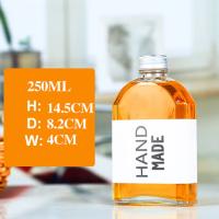 China Flat Square Glass Beverage Bottles 100ml 350ml With Silk Screen Printing for sale