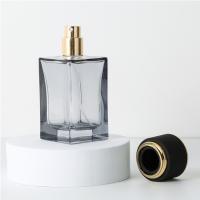 China Luxury Square 50ml Perfume Cosmetic Glass Bottles With Spray Cap for sale